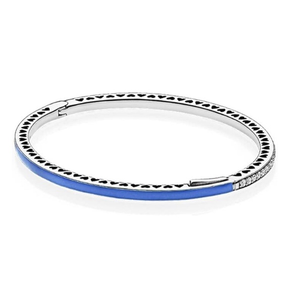 Pandora | Jewelry | Retired Pandora Blue Radiant Hearts Of Love Bangle ...